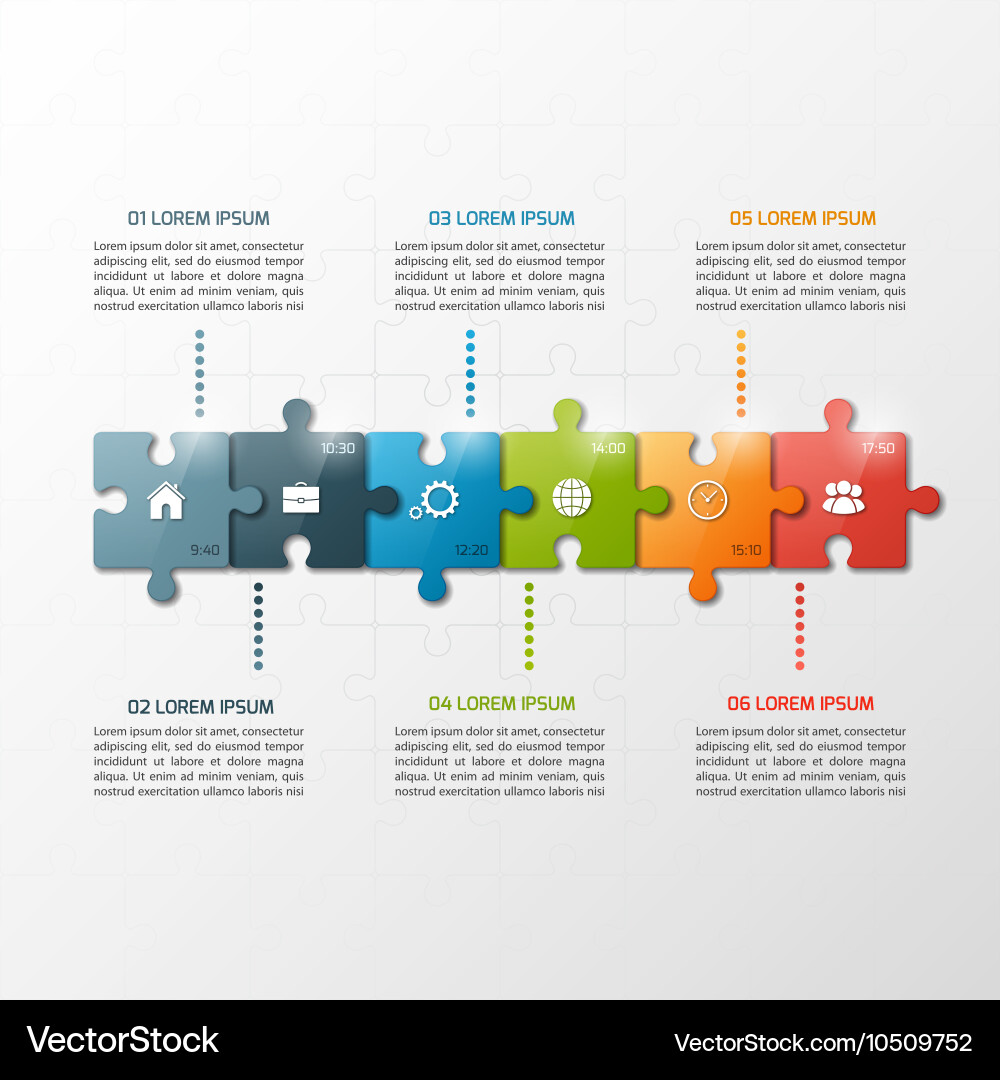 6 steps puzzle style infographic template Vector Image