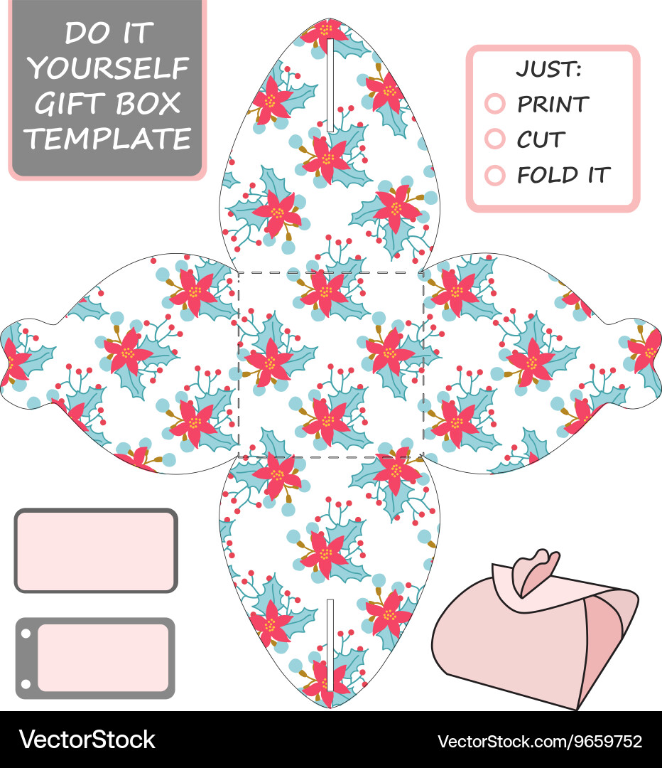 Favor gift box die cut template Royalty Free Vector Image