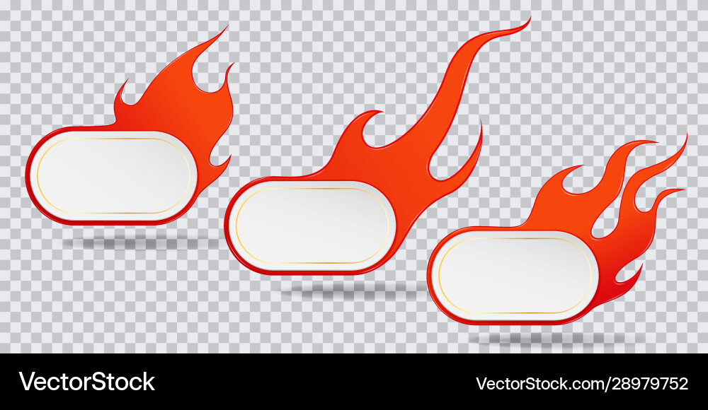 Fire and flame sale tags set icon Royalty Free Vector Image