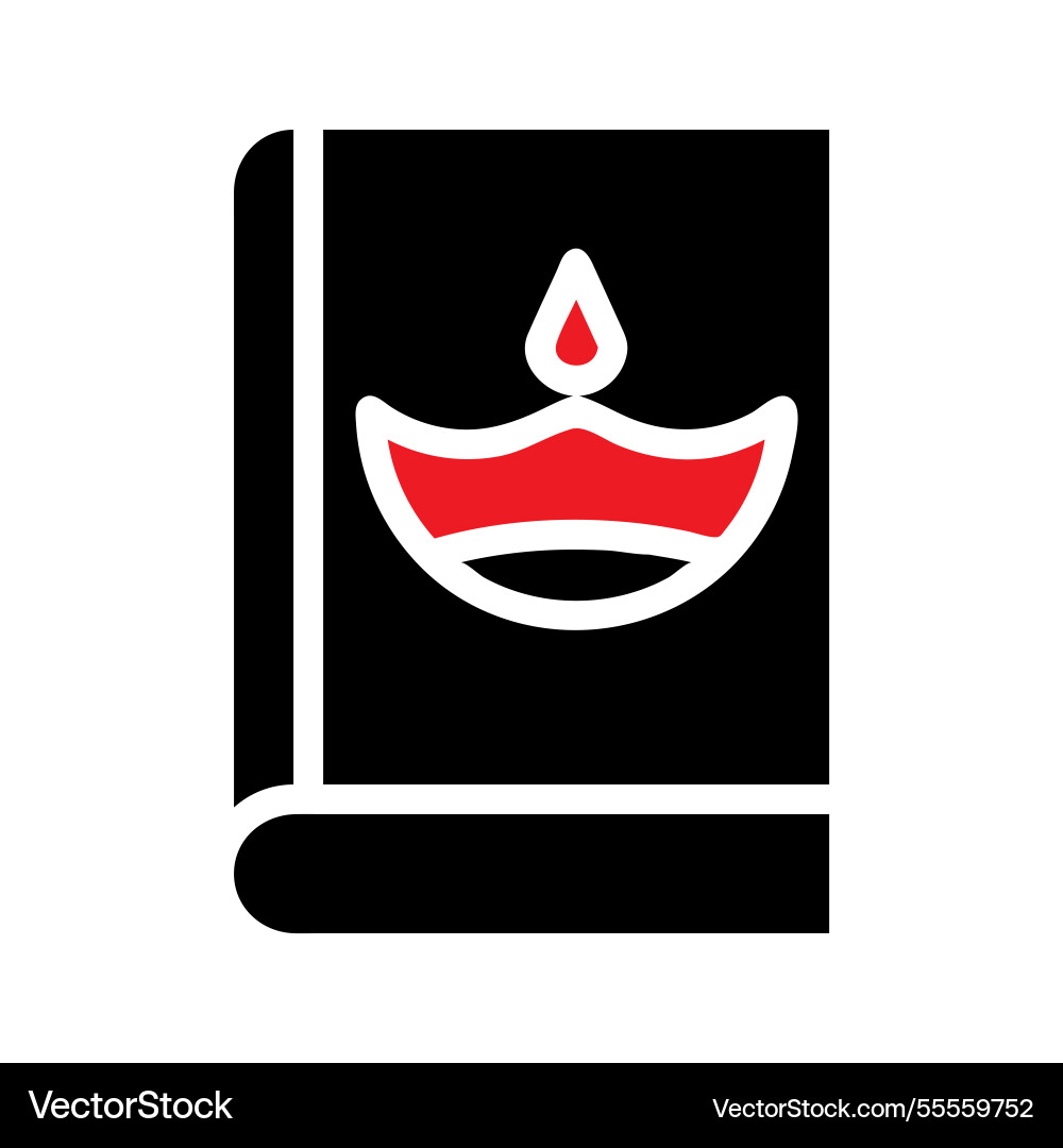 Spiritual book with lit diya flame Royalty Free Vector Image