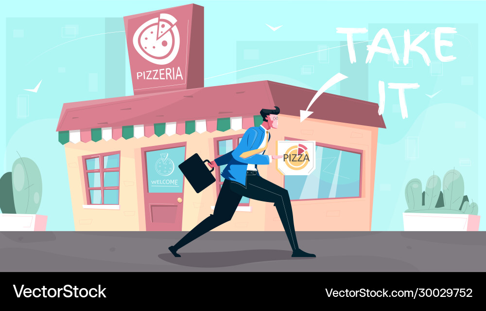 Take away pizza composition Royalty Free Vector Image