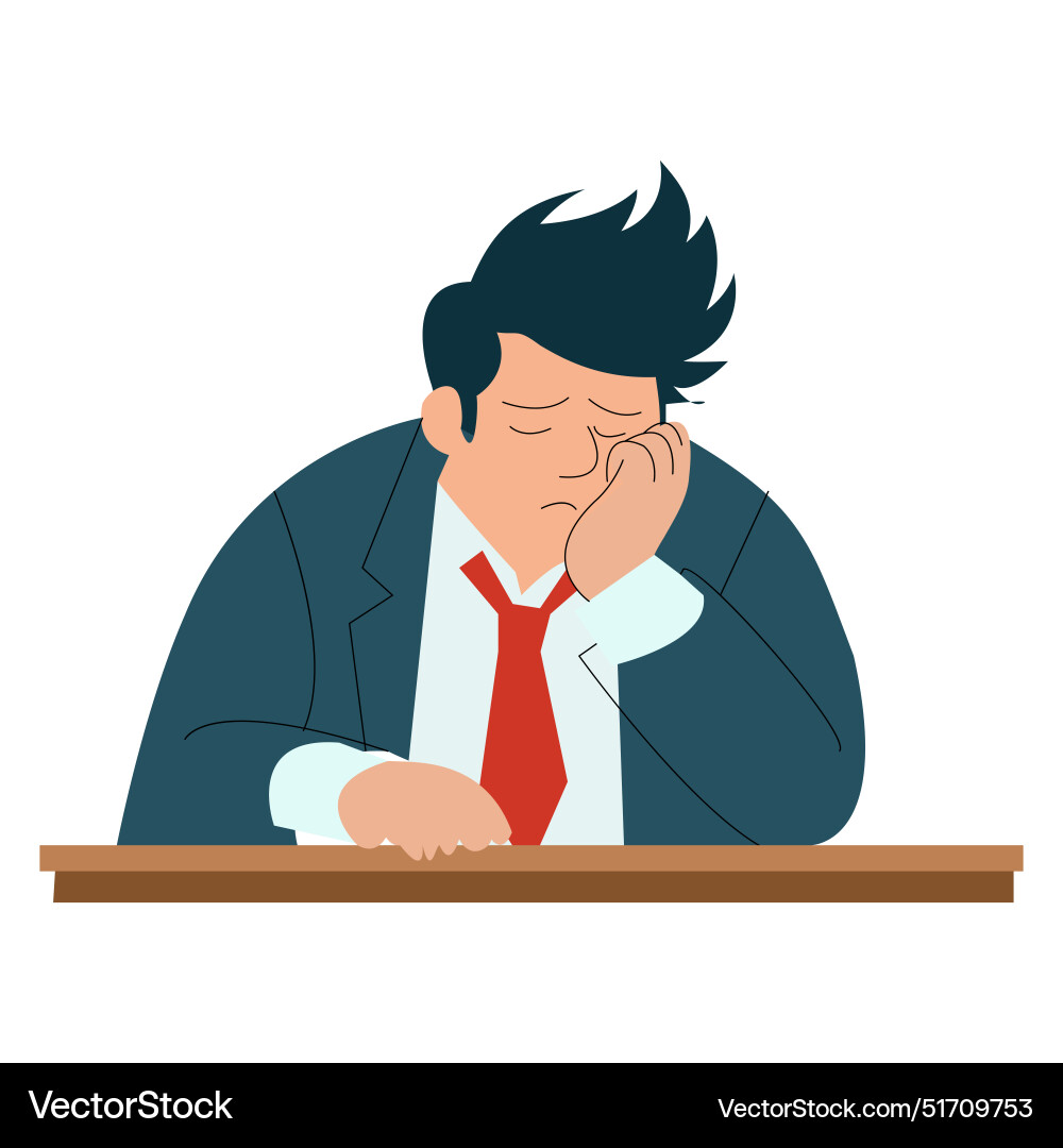 A businessman who is exhausted from working Vector Image