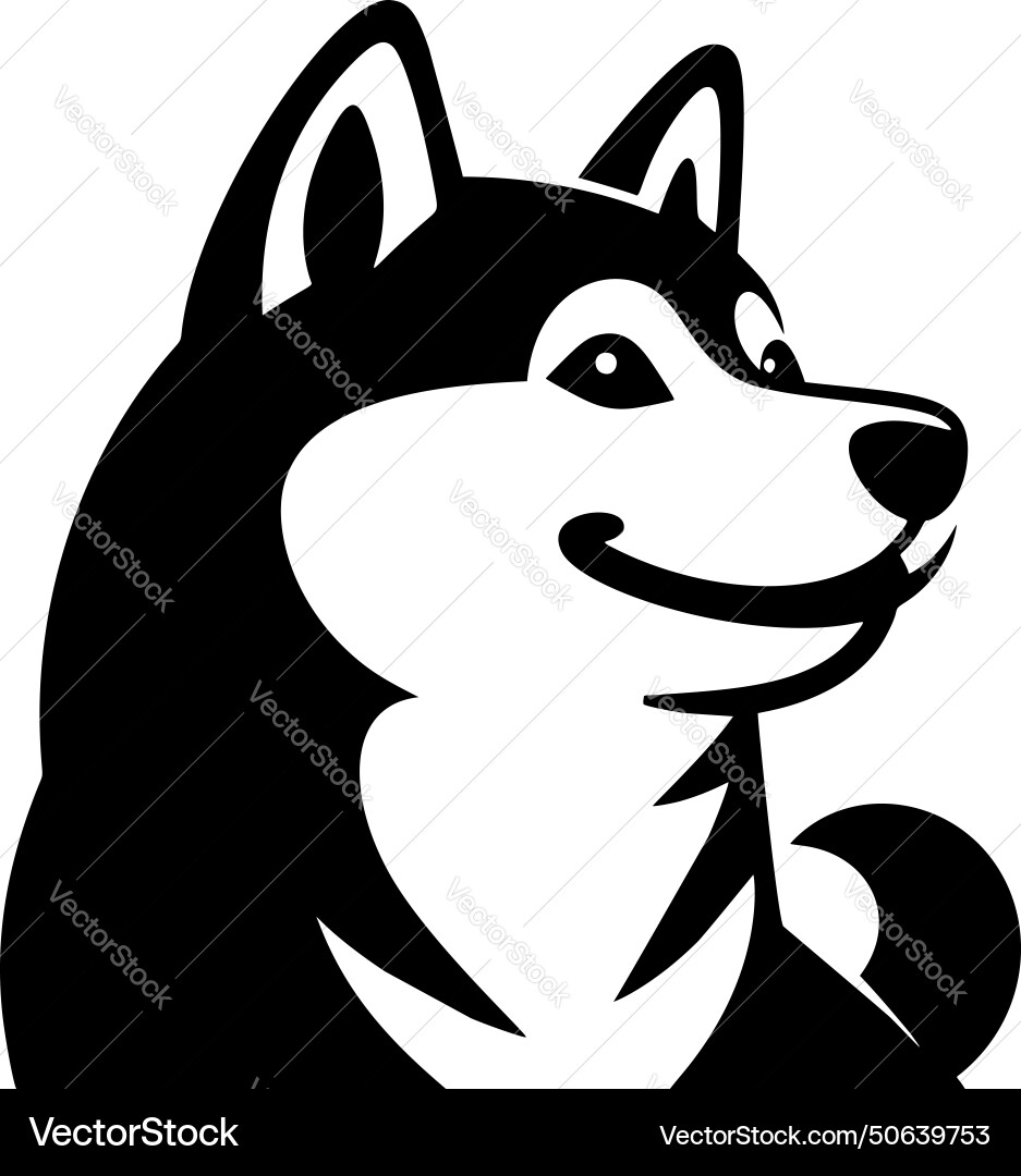 Black and white husky Royalty Free Vector Image