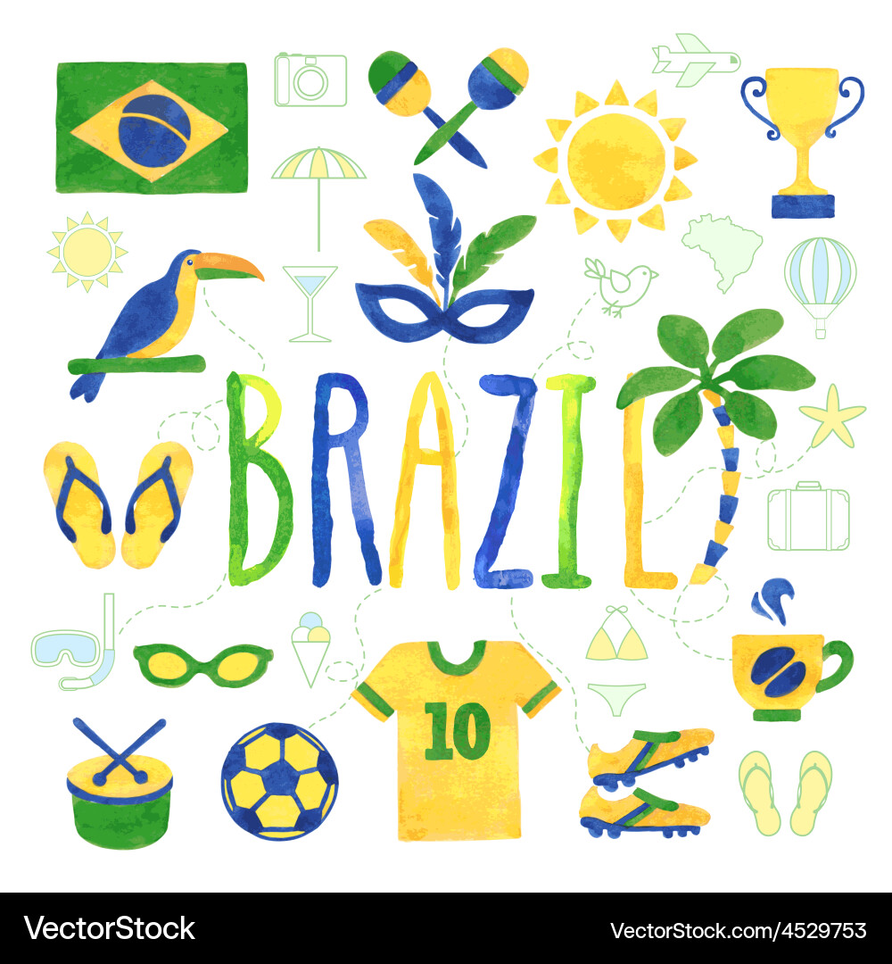 Brazil icons Royalty Free Vector Image - VectorStock