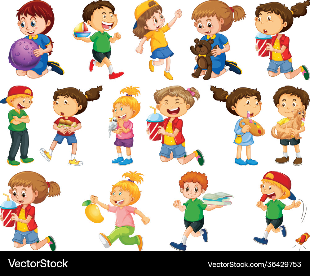 Children doing different activities cartoon Vector Image