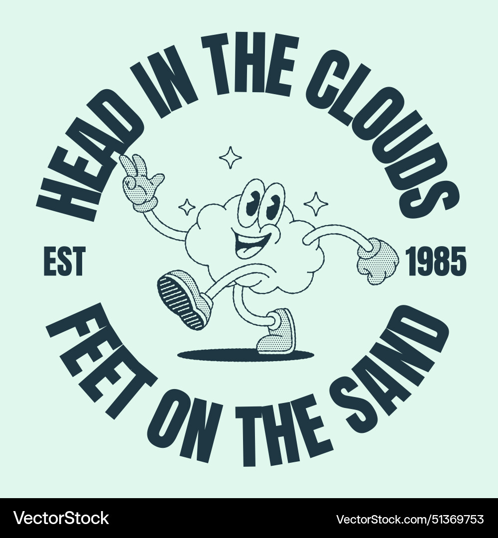 Cloud cartoon design for print in vintage Vector Image