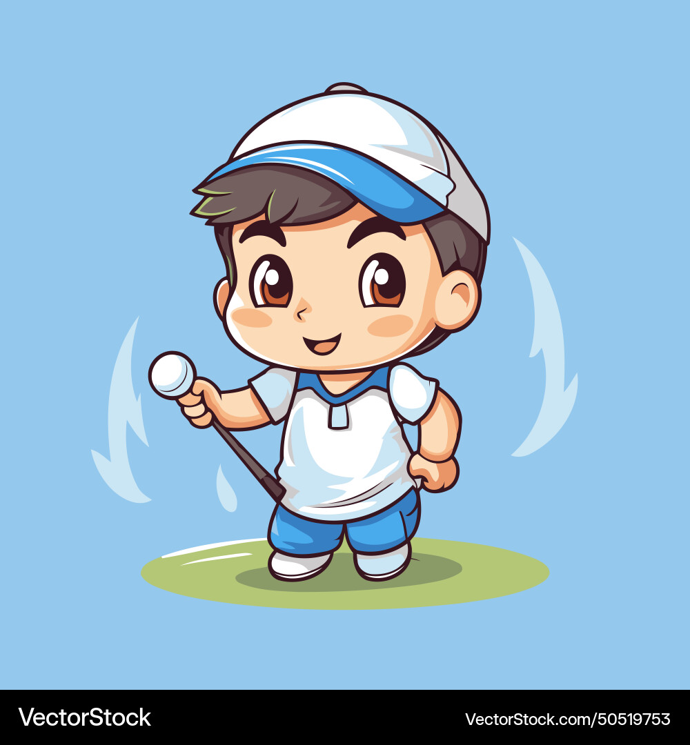 Cute boy playing golf Royalty Free Vector Image