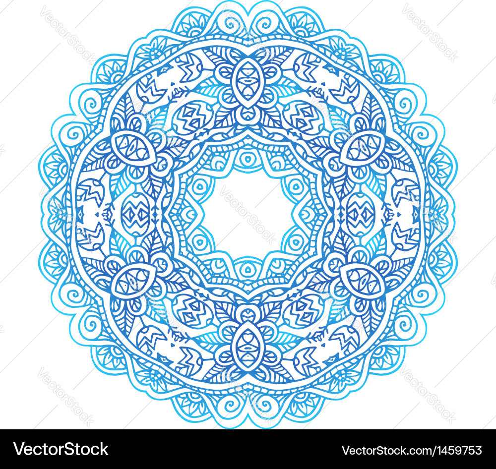 Ornate blue lacy circle pattern Royalty Free Vector Image