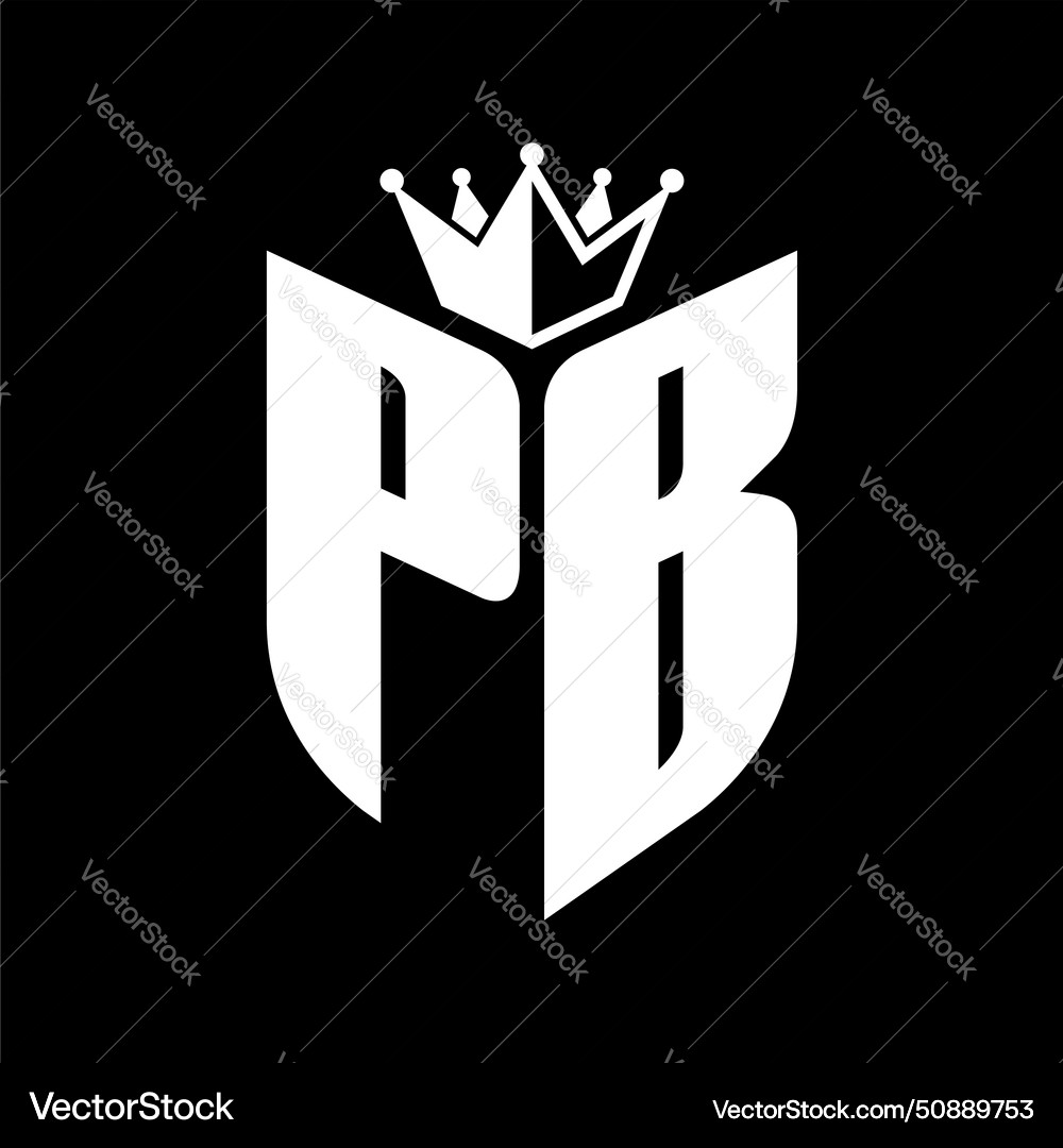 Pb letter monogram with shield shape crown Vector Image