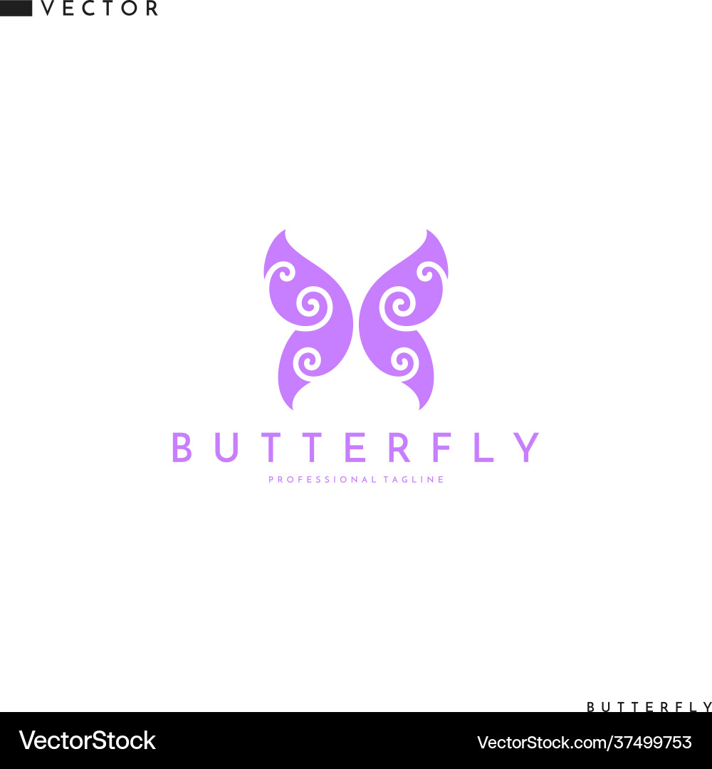 Purple butterfly logo Royalty Free Vector Image