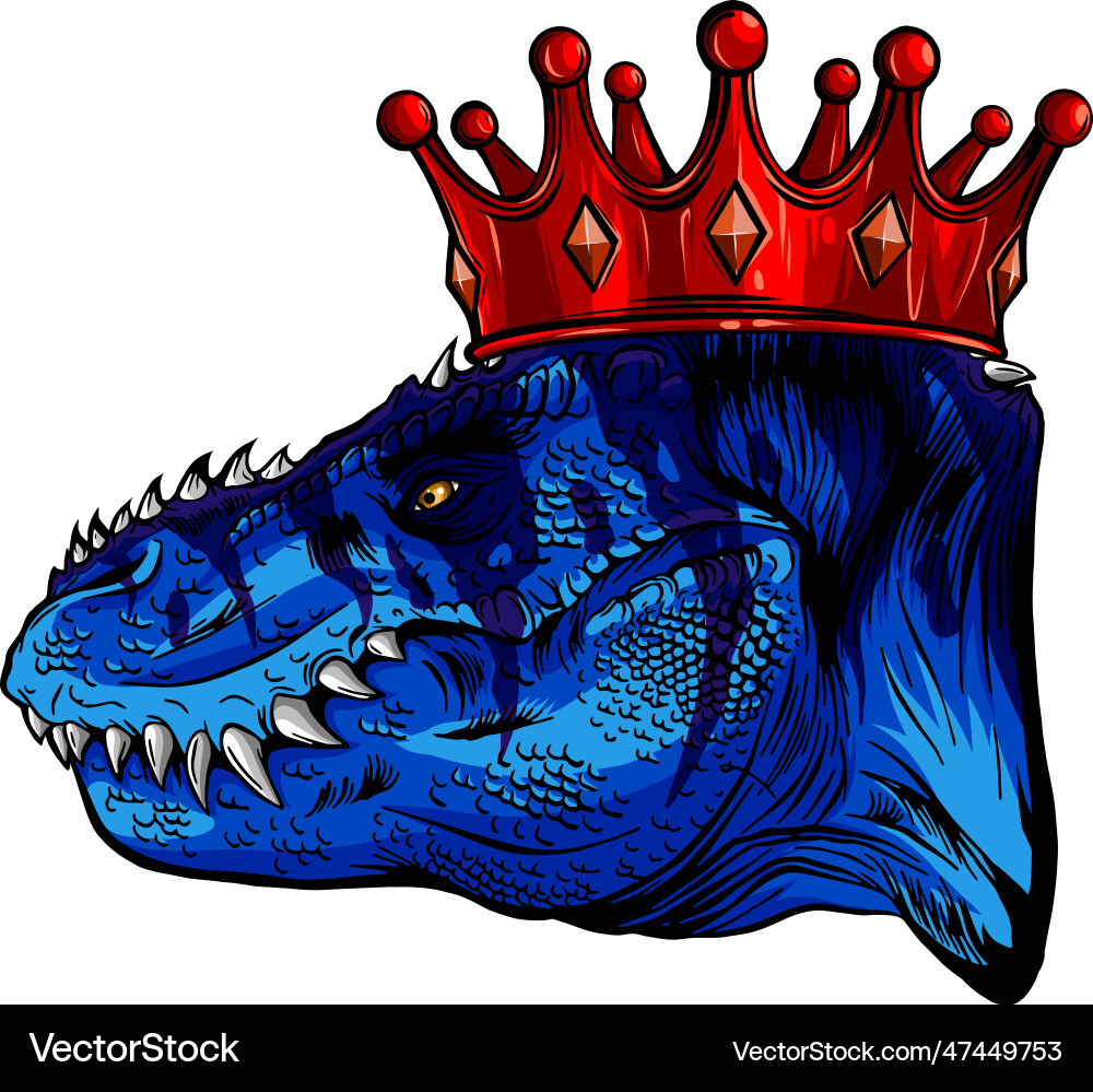 T rex head with crown Royalty Free Vector Image
