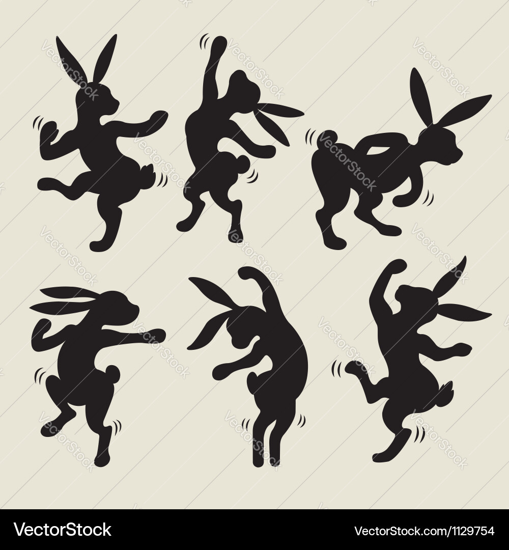 Dancing rabbit silhouette Royalty Free Vector Image