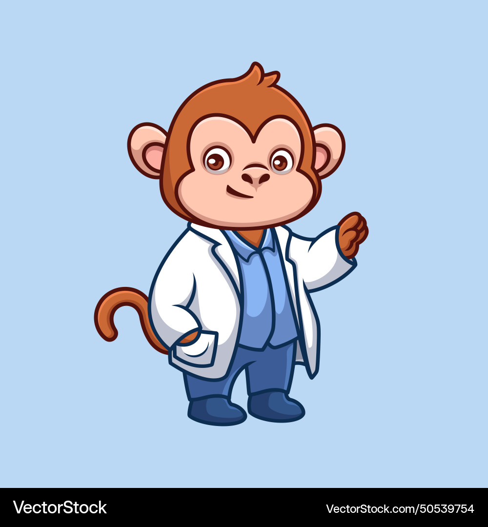 Doctor monkey cute cartoon Royalty Free Vector Image