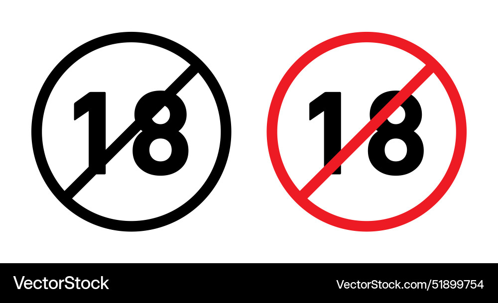 No under eighteen allowed sign age restriction Vector Image