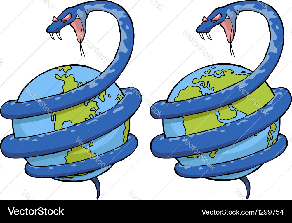 Snake around the globe Royalty Free Vector Image