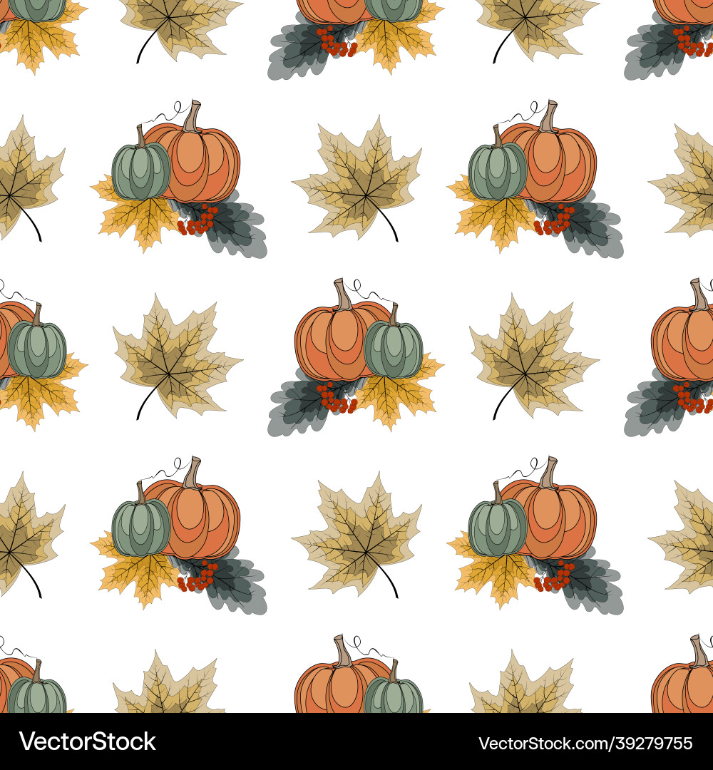 Autumn seamless pattern with pumpkins Royalty Free Vector