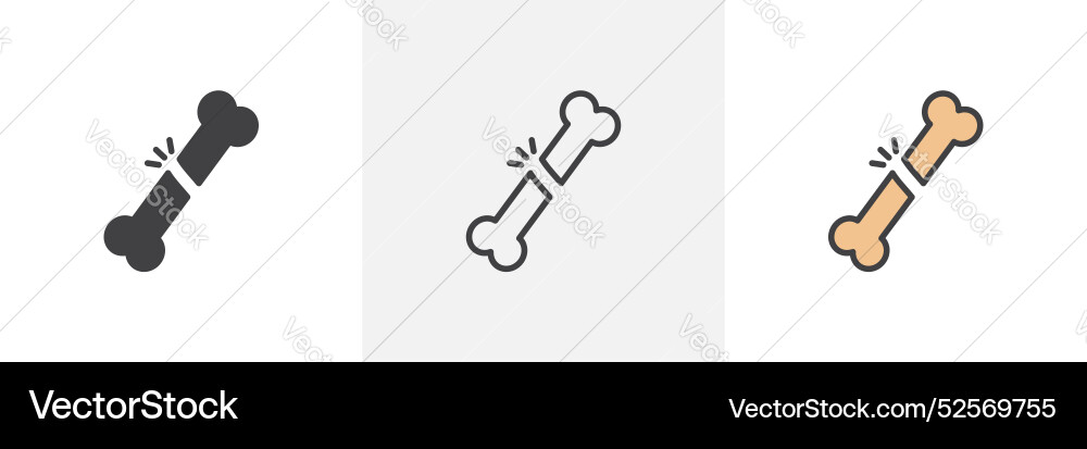 Broken bone icon set on white background Vector Image