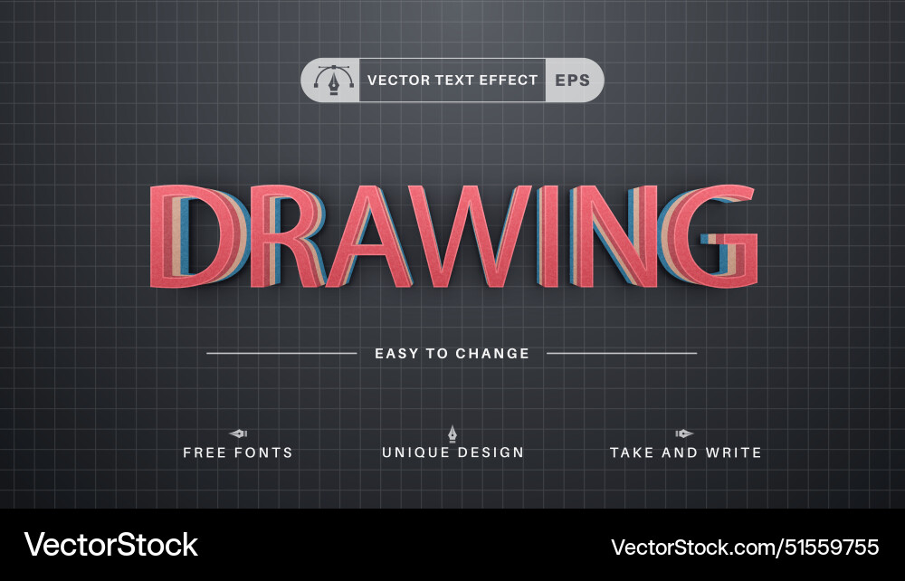 Drawing - editable text effect font style Vector Image