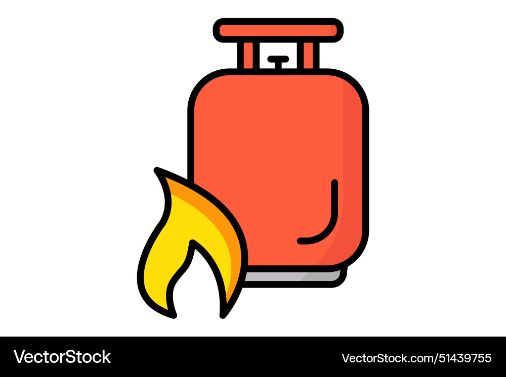 Gas icon cylinder with fire related Royalty Free Vector