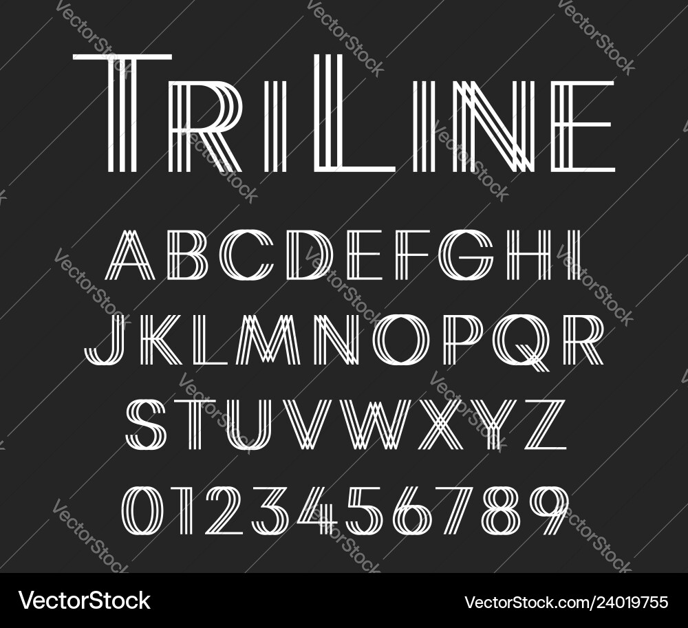 Line font template letters and numbers linear Vector Image