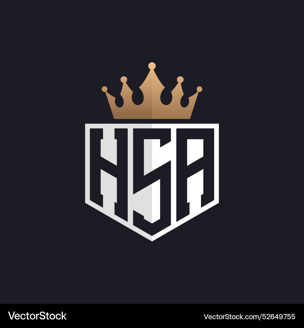 Luxury hsa logo with crown elegant initials Vector Image
