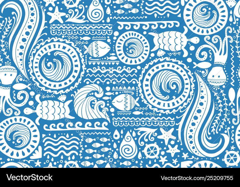 Polynesischer Stil Marine Hintergrundtribal Vektorbild
