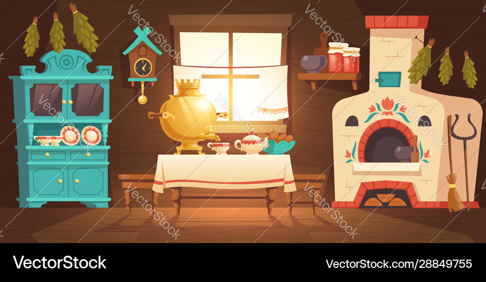 Rustic Russian Kitchen Royalty Free Vector Image