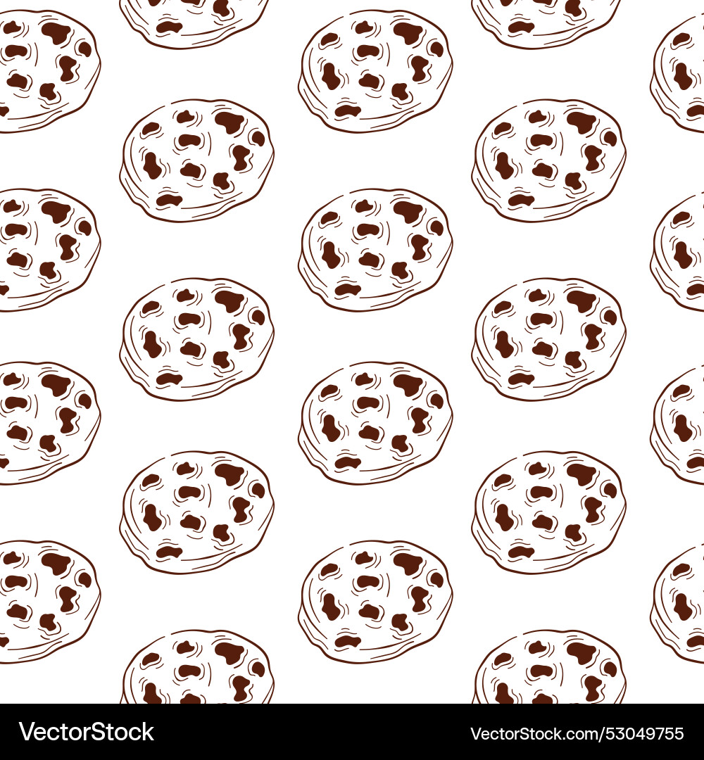 Seamless pattern with chocolate chip cookies Vector Image