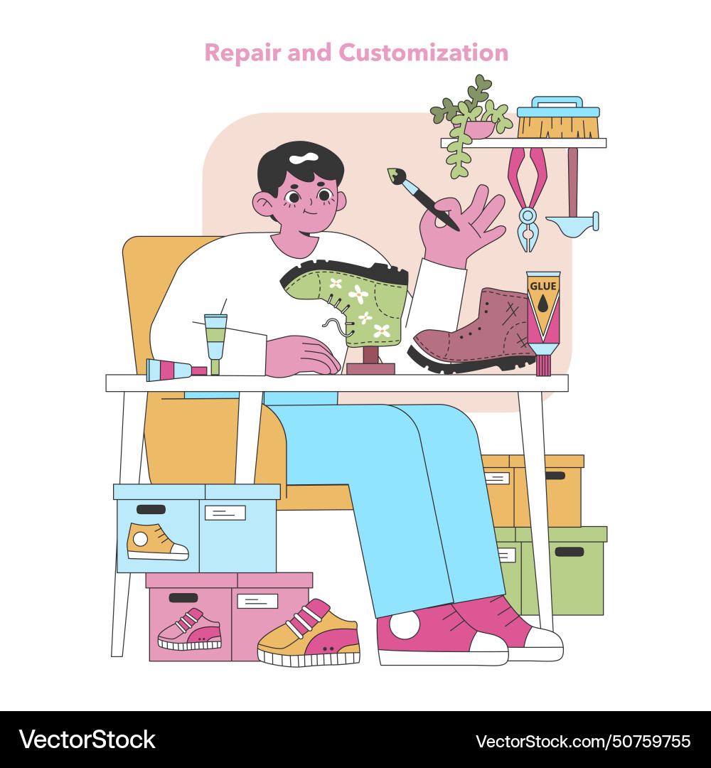 Shoe repair and customization set Royalty Free Vector Image