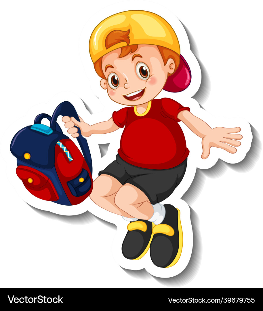 Sticker template with a boy cartoon character Vector Image