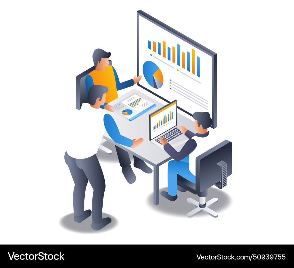 Team discussion about company development flat Vector Image