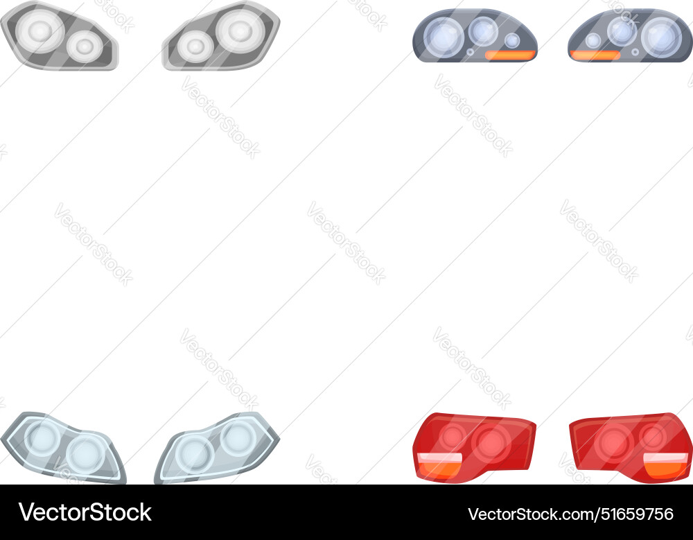 Car headlight and taillight set Royalty Free Vector Image