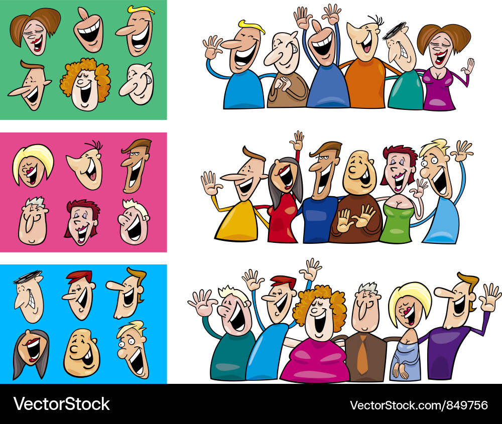 Collection of Smiling Faces Royalty Free Vector Image