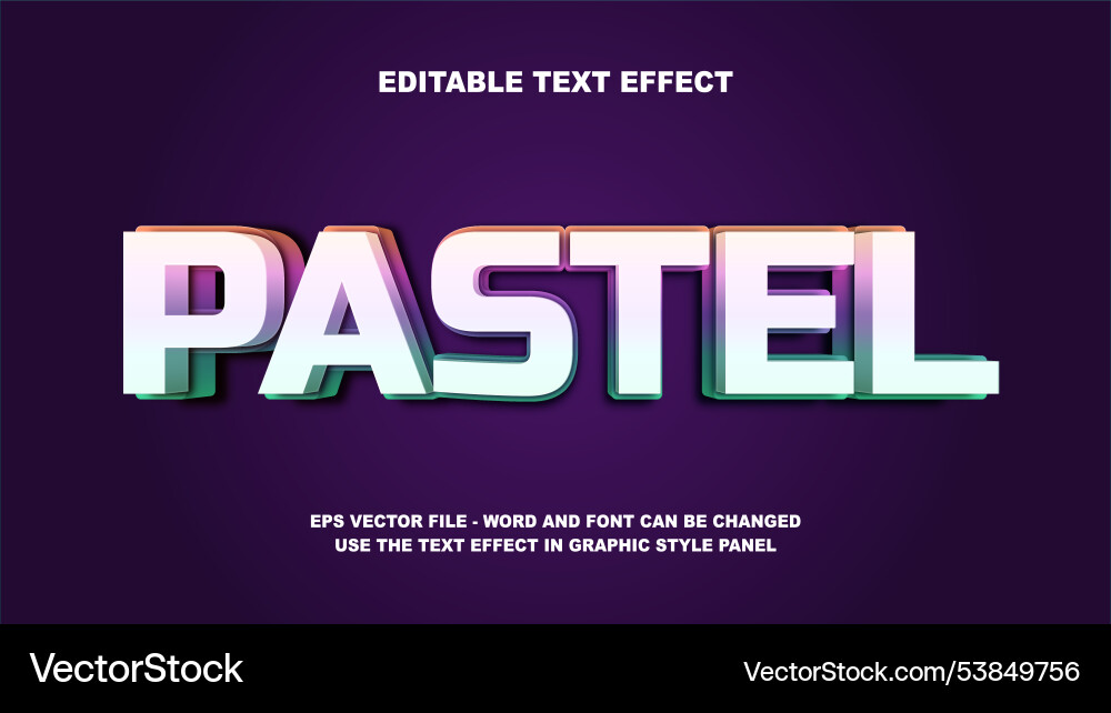Editable text effect pastel 3d template Royalty Free Vector
