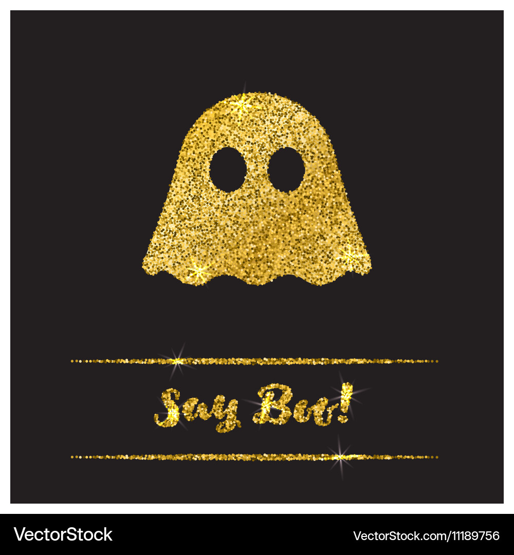 Halloween gold textured ghost icon Royalty Free Vector Image