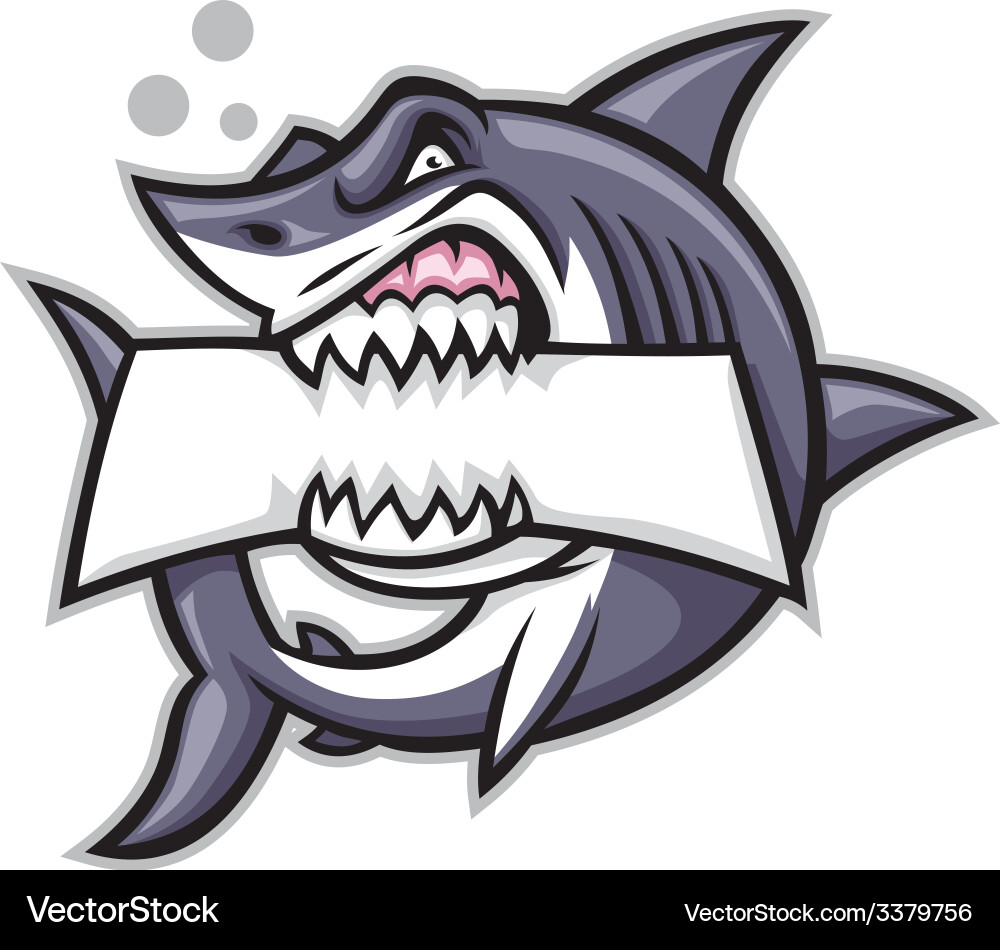 Shark Biting a White Sign Royalty Free Vector Image