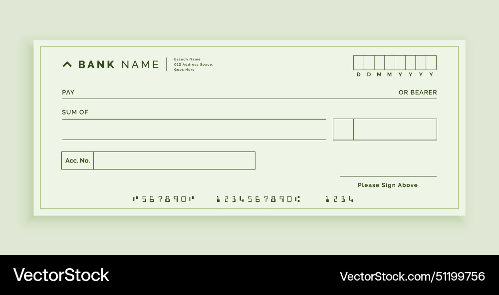 Simple bank cheque voucher template design Vector Image