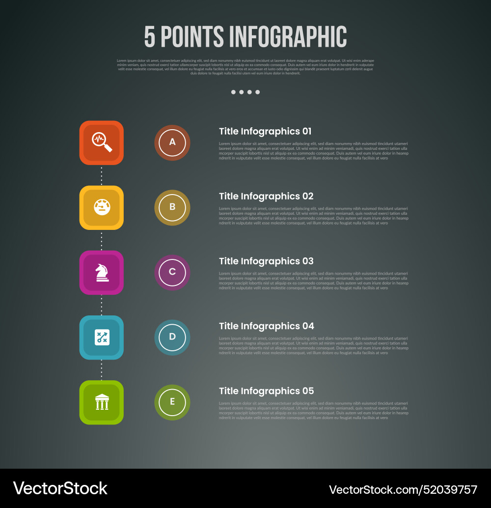 5-Step Process Infographic - Round Icons Vector Image