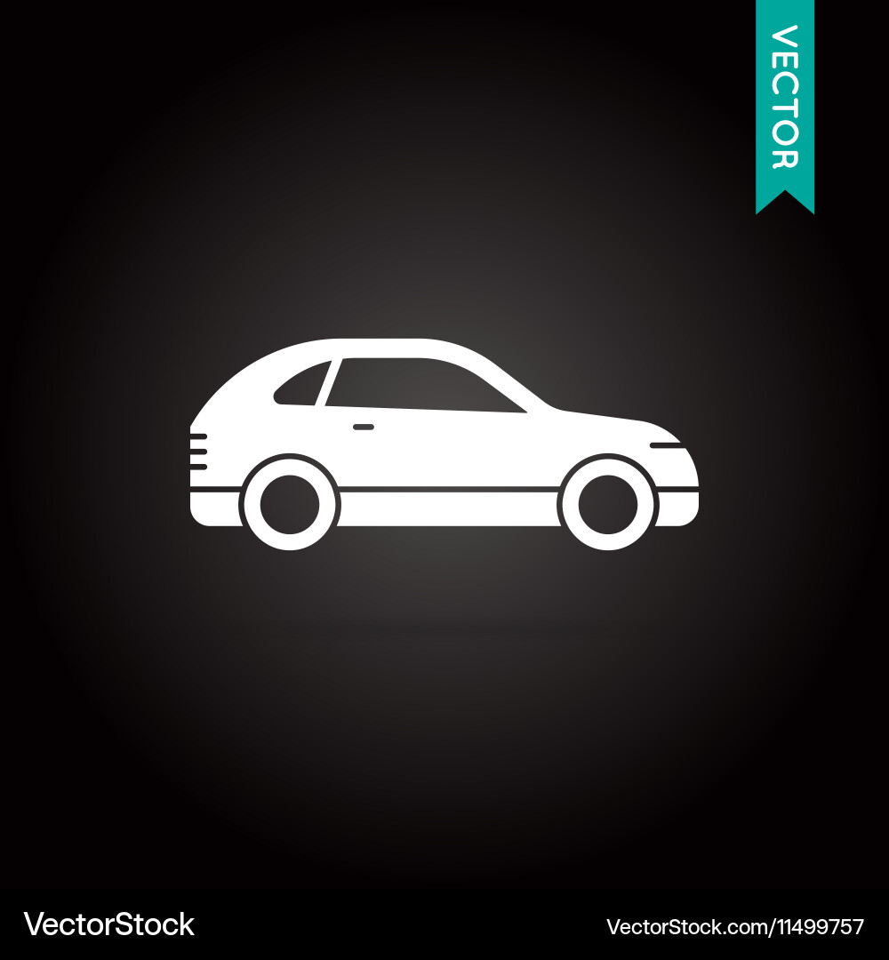 Car icon white on black Royalty Free Vector Image