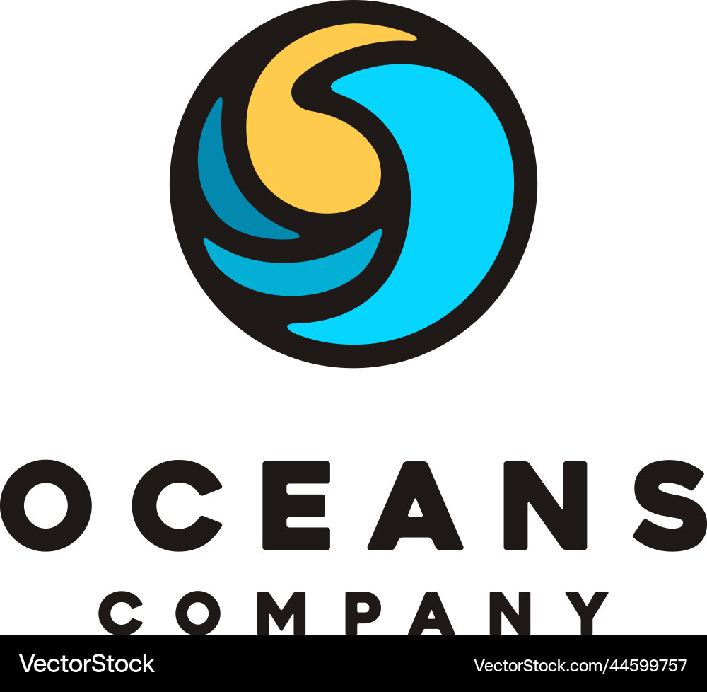 Circle sea ocean wave summer beach surf logo Vector Image