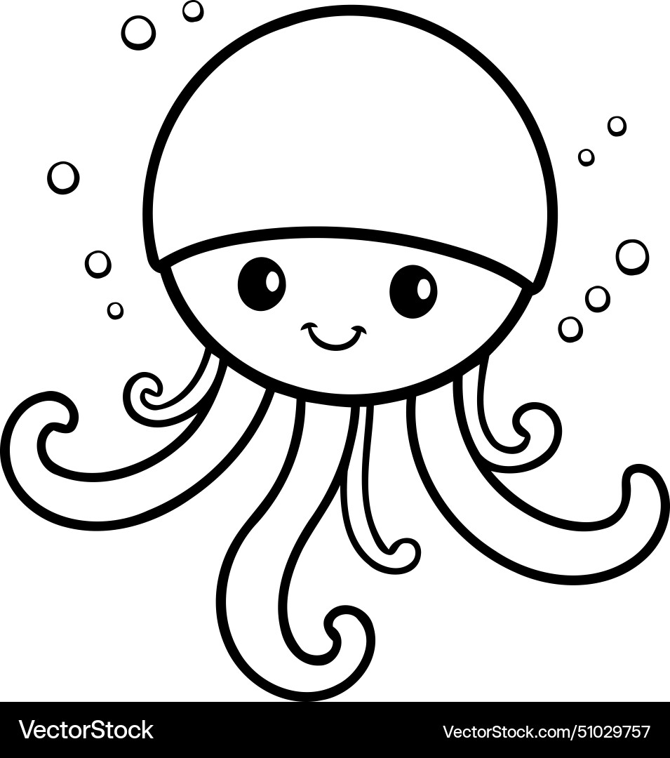 Cute smiling octopus in cap isolated on white Vector Image