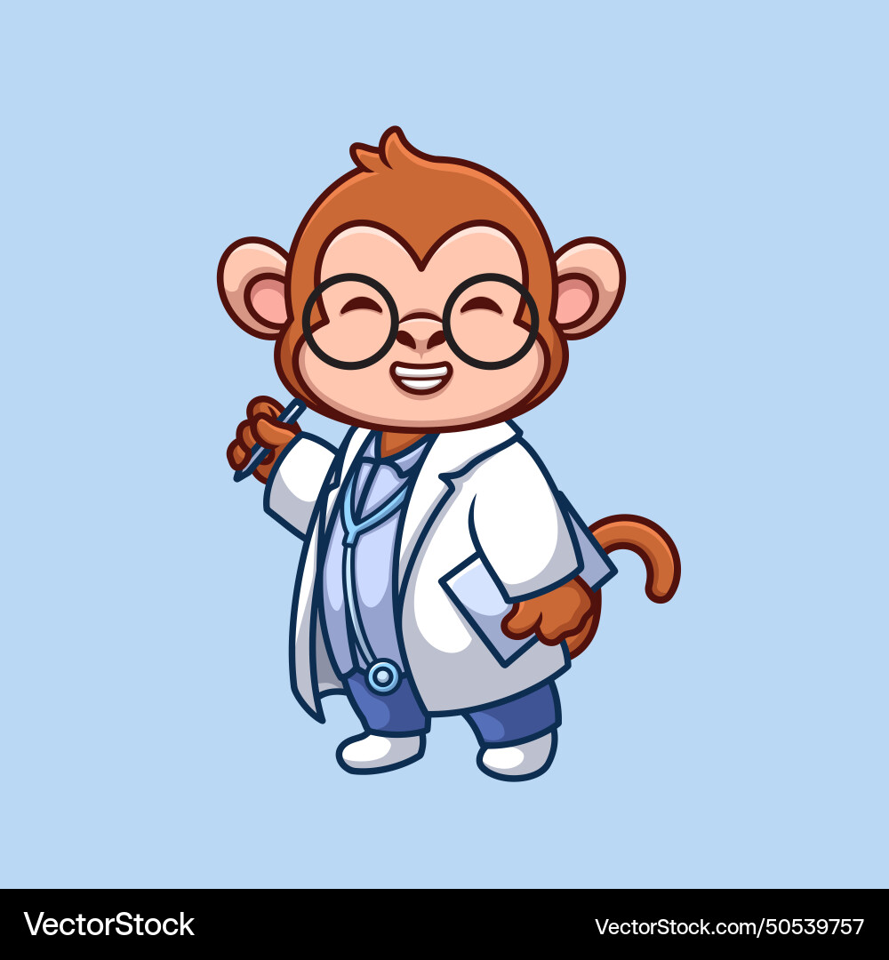 Doctor monkey cute cartoon Royalty Free Vector Image
