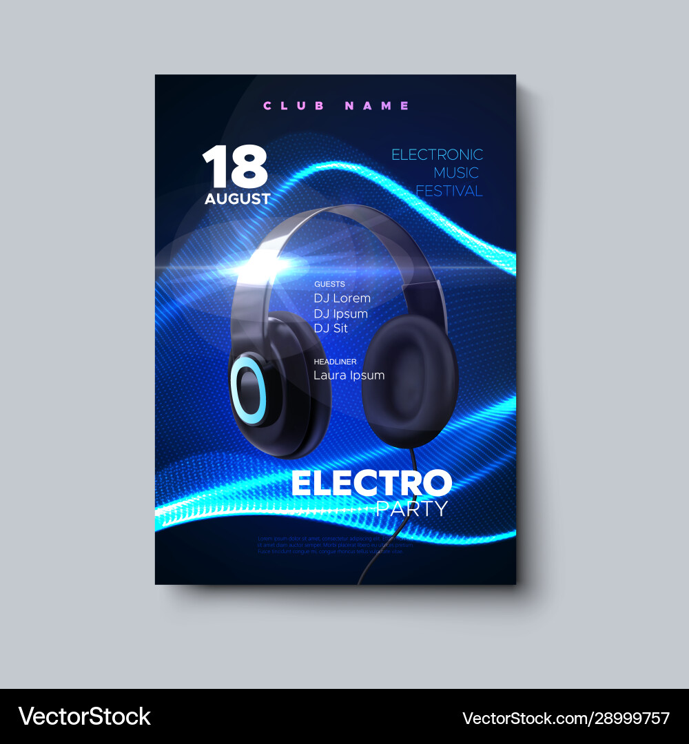 Electro party invitation design template Vector Image
