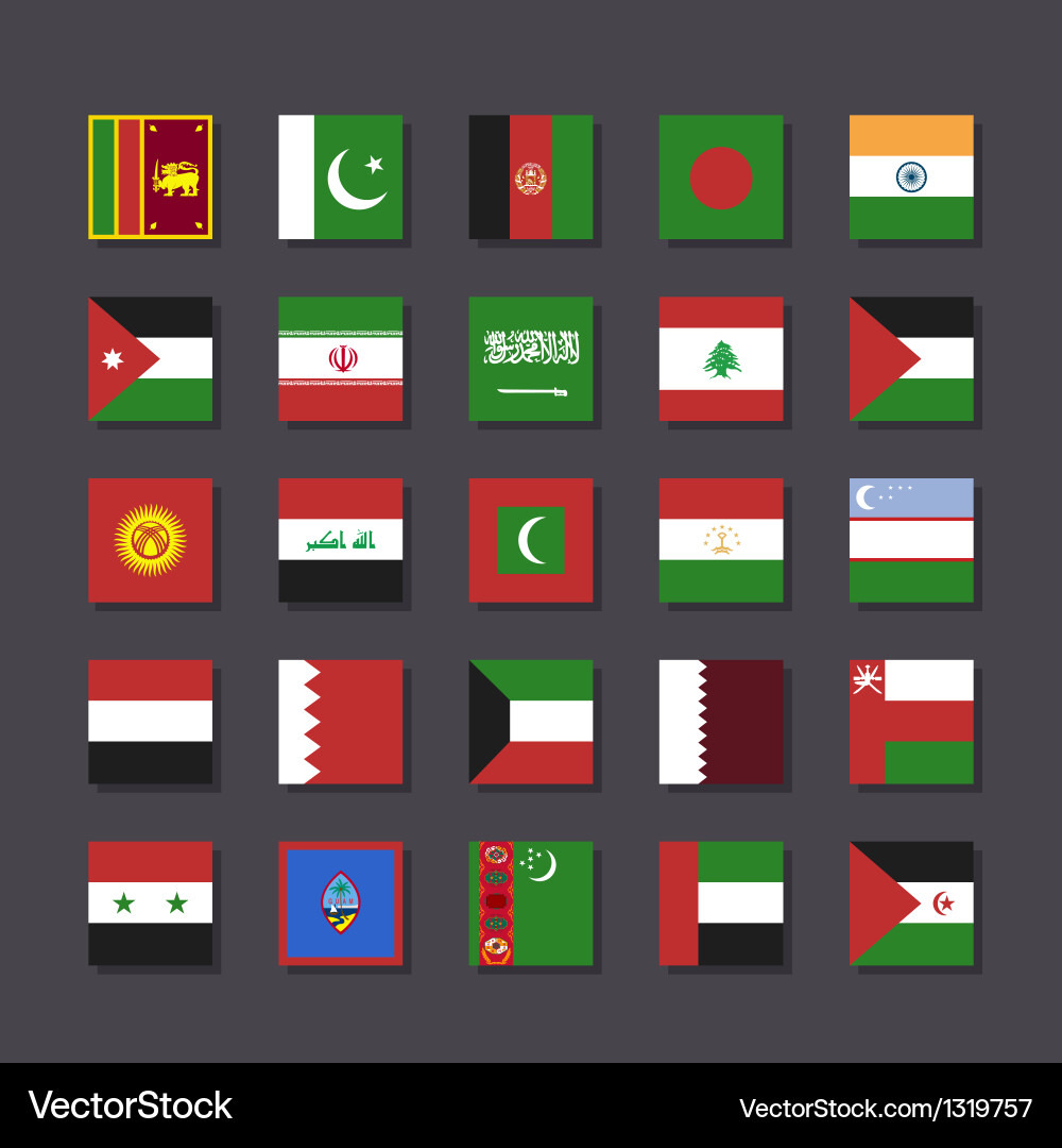 Middle East Flags - Iconic Set Royalty Free Vector Image