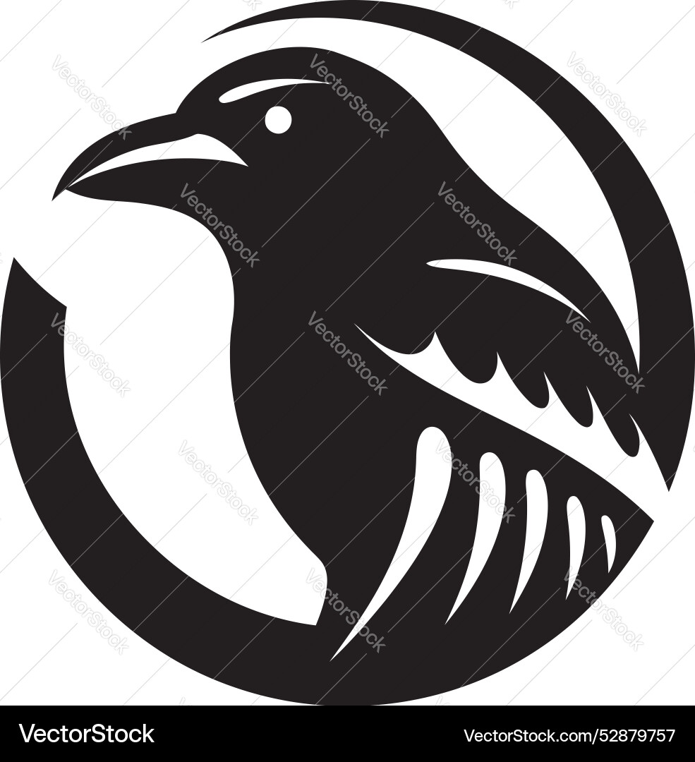 Minimalistic raven icon stylish silhouette Vector Image