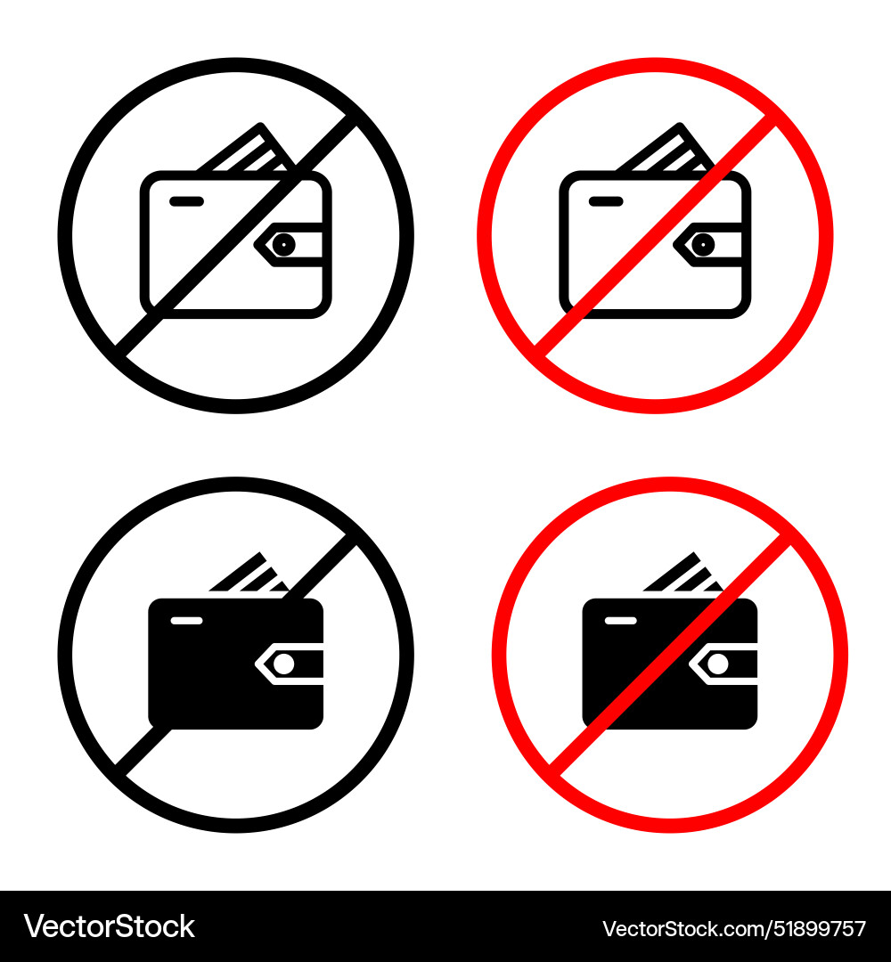 No wallet sign indicating restriction on carrying Vector Image
