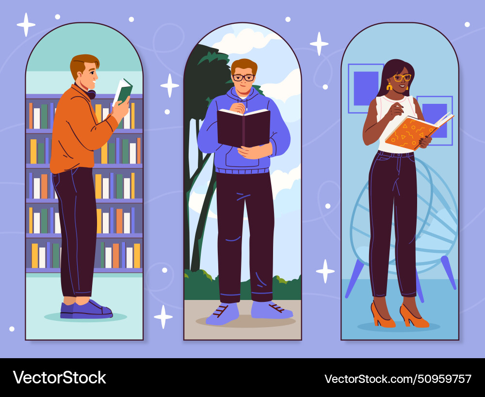 People read books concept Royalty Free Vector Image