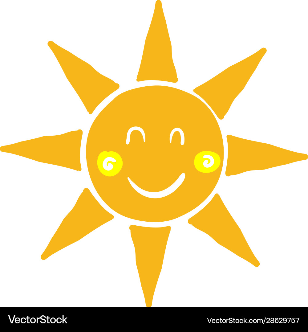 Sun icon symbol with doodle handdrawn cartoon Vector Image