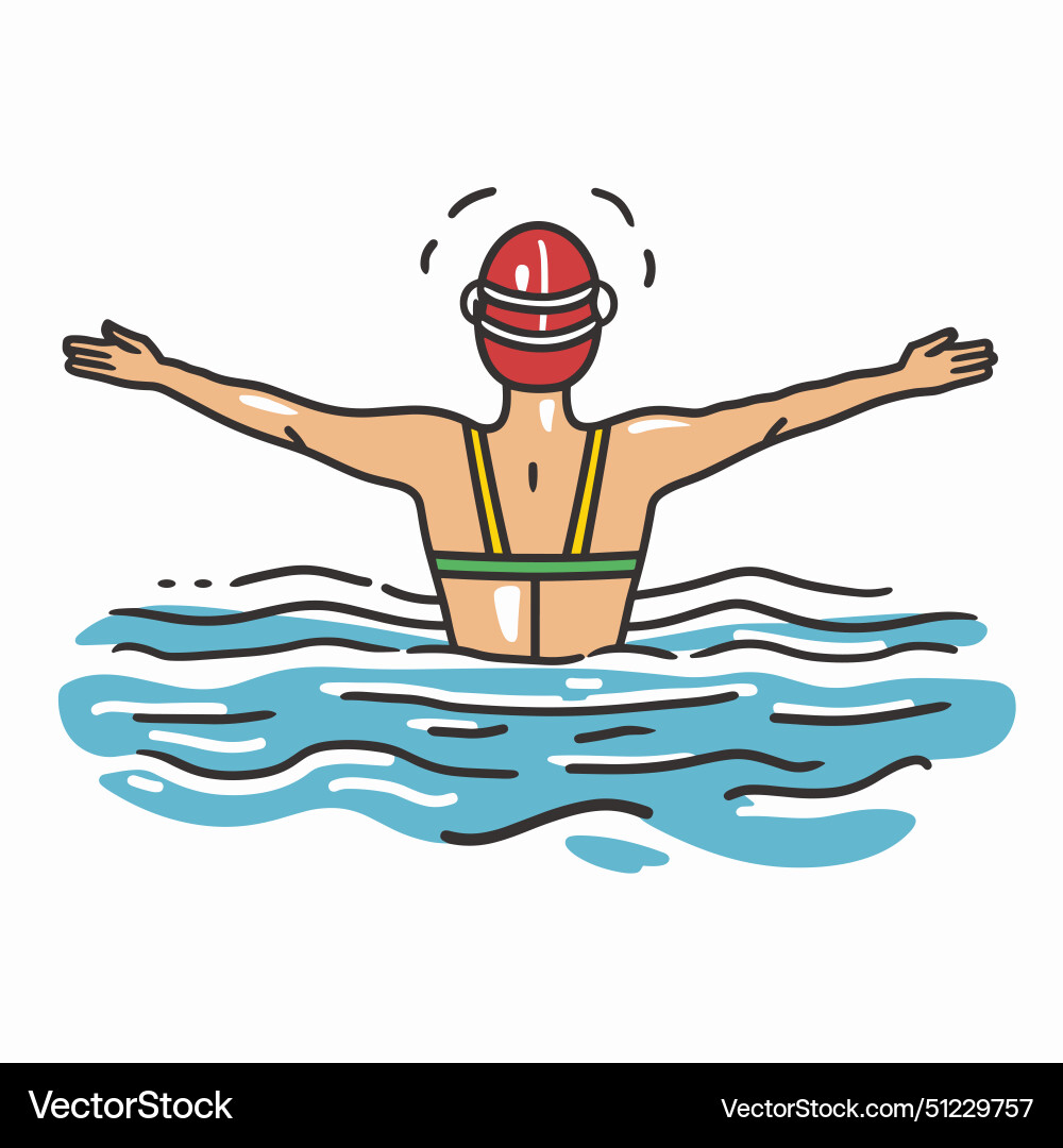 Swimmer demonstrating open arms gesture water Vector Image