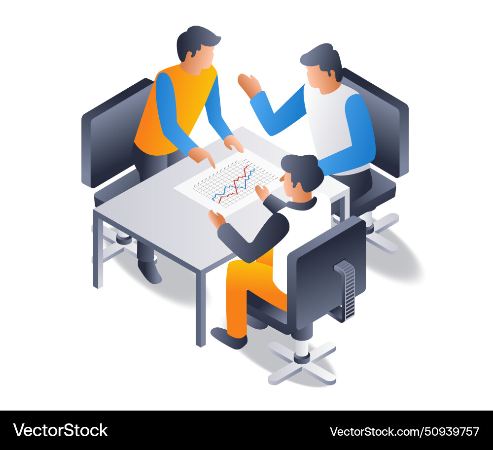 Team having a disagreement flat isometric 3d Vector Image